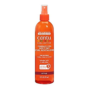 Cantu Comeback Curl Next Day Curl Revitalizer Mist with Shea Butter for Natural Hair, 12 fl oz (Packaging May Vary)