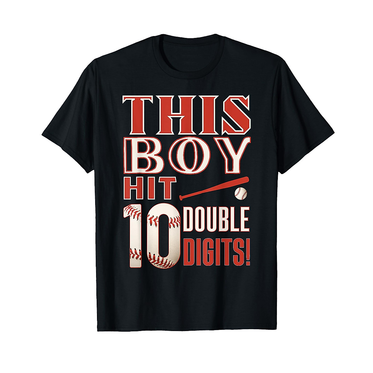 This Boy Hit Double Digits 10th Birthday Boys Baseball Tee T-Shirt