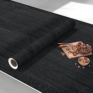 VIOPVERY Contact Paper 15.7"x78.7" Wood Wallpaper Peel and Stick Black Wood Grain Wall Paper Waterproof Easily Removable Self-Adhesive Film Wall Covering for Kitchen Countertop Cabinet Shelf Liner