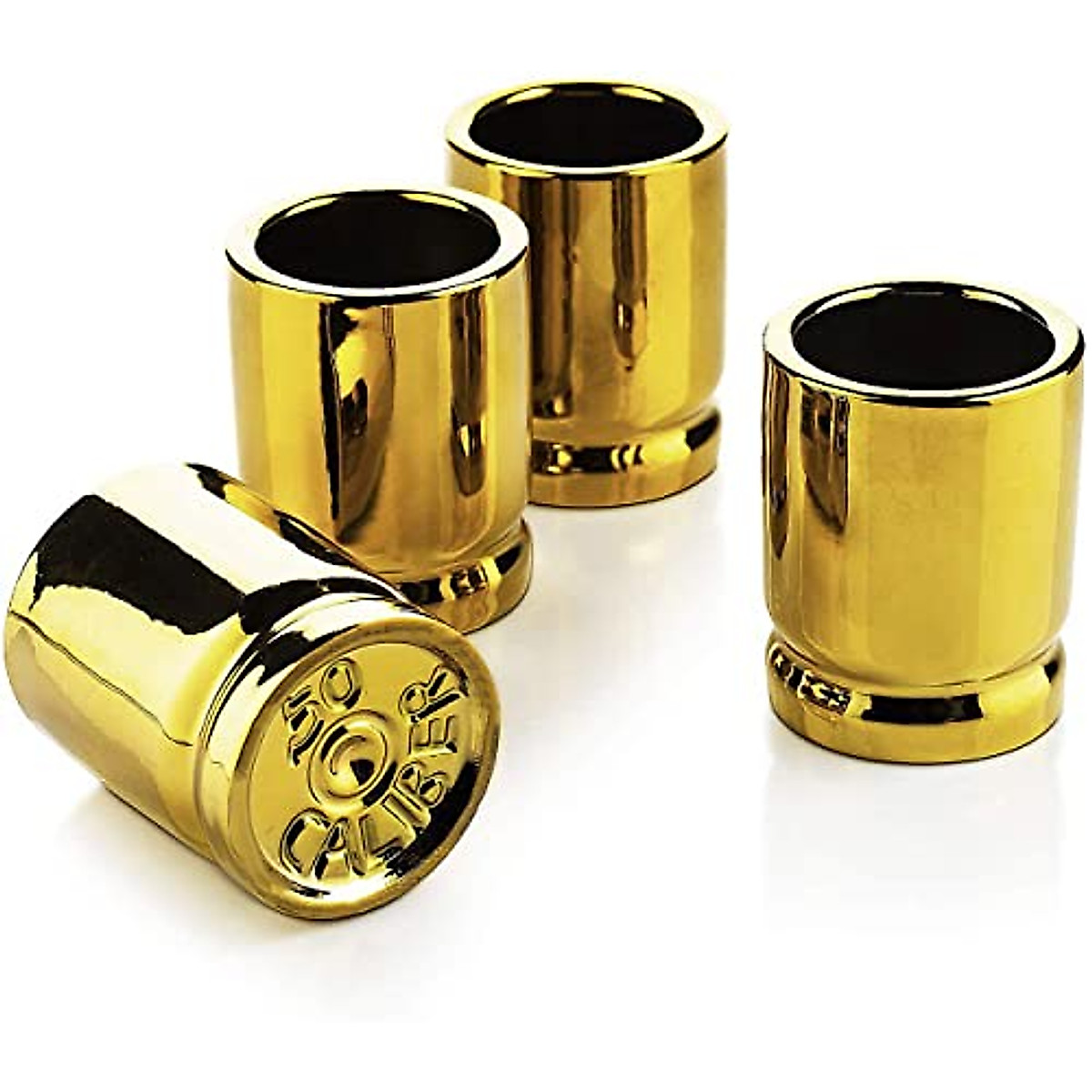 The Wine Savant 50 Caliber Bullet Shot Glasses Set - Set of 4 - Each holds 2 Ounces - Tactical Bullet Casings Shot Glasses