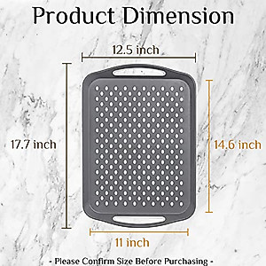 17.7" x 12.5" Anti-Slip Serving Trays with Handles, 3 Pcs X-Large Rectangular Food Serving Tray for Lap, Reusable and Durable, Grey