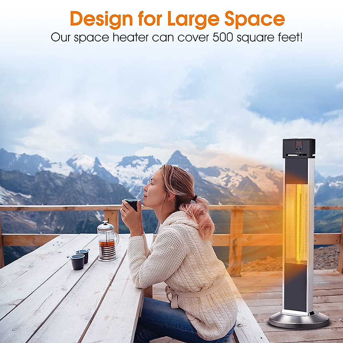 Space Heater for Indoor Use Large Room - Air Choice 1500W Room Heater with 3S Quick Heating/Safe Infrared Heater with 3 Modes/Super Quiet Portable Heater Garage, Electric Outdoor Heaters for Patio
