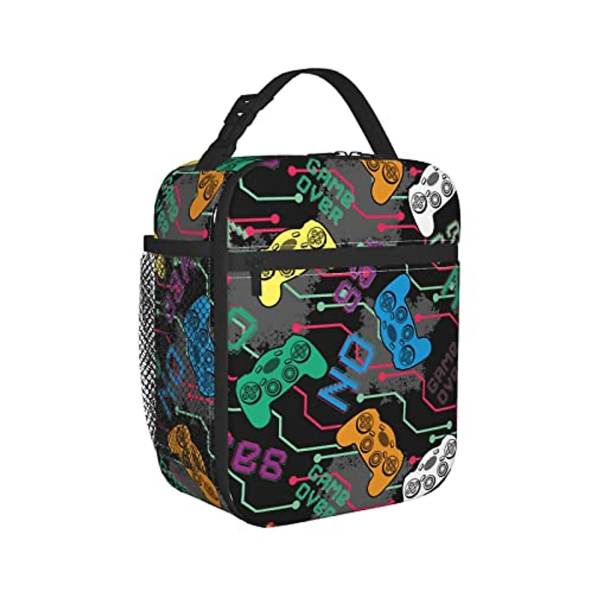 Gbuzozie Joysticks Gamepad Lunch Bag Insulated Portable Reusable Cool Gamer Slogan Game Theme Lunch Box With Zipper For Women Men Picnic Beach