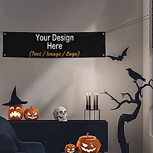 Custom Banner Outdoor Yard Signs 4'x1' Personalized Banners And Signs Customize With Photo Text Logo Indoor For Business Parties Birthday Decorations Wedding Christmas Halloween Banner