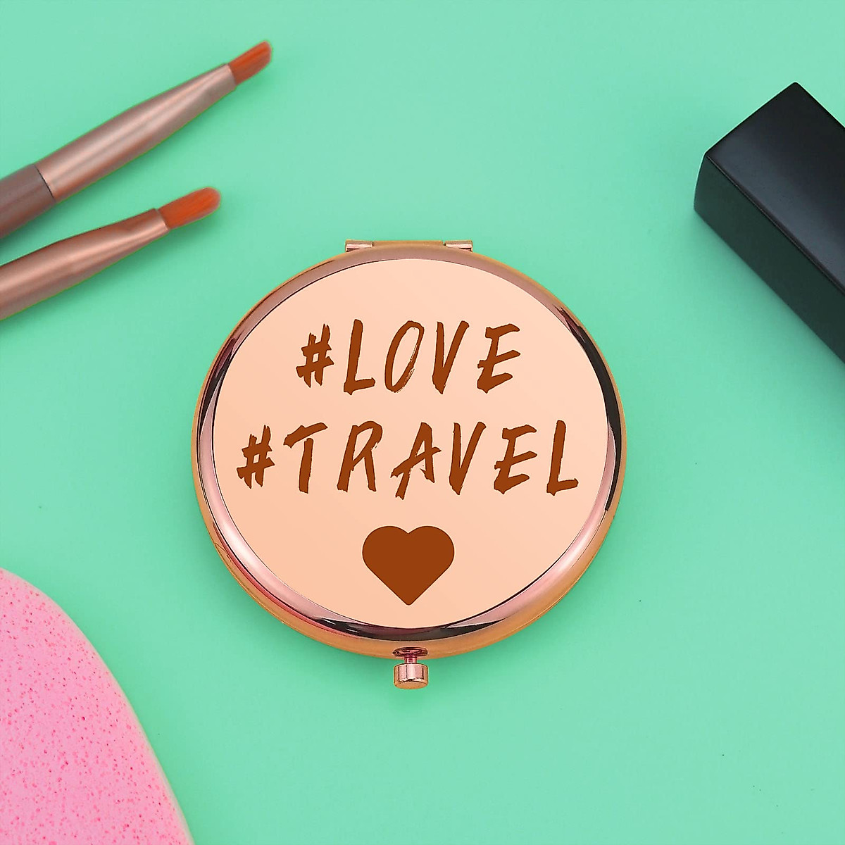 Travel Lover Gift for Women Traveler Gift Travel Makeup Mirror for Sister Friend Daughter Traveler Lover Present Ideas Motivational Folding Makeup Mirror for Niece Girl Bestie Christmas Birthday