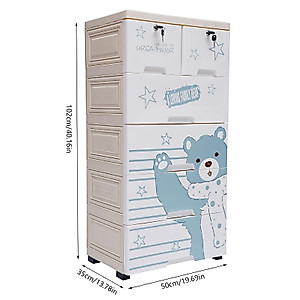 kitneed Storage Plastic Drawers Dresser Storage Cabinet with 6 Drawers Closet Drawers Tall Dresser Organizer for Clothes Toys Playroom Bedroom Furniture Large Capacity