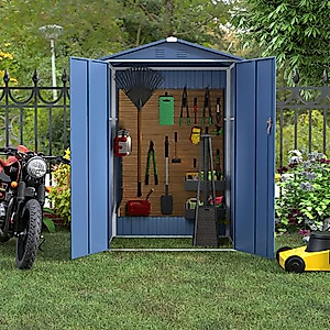 SUXXAN Metal Outdoor Storage Shed 4FT x 3FT, Steel Utility Tool Shed Storage House with Door & Lock, Metal Sheds Outdoor Storage for Backyard Garden Patio Lawn, Blue
