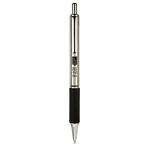 Zebra Pen G-402 Retractable Gel Pen, Stainless Steel Barrel, Fine Point, 0.5mm, Black Ink, 2-Pack