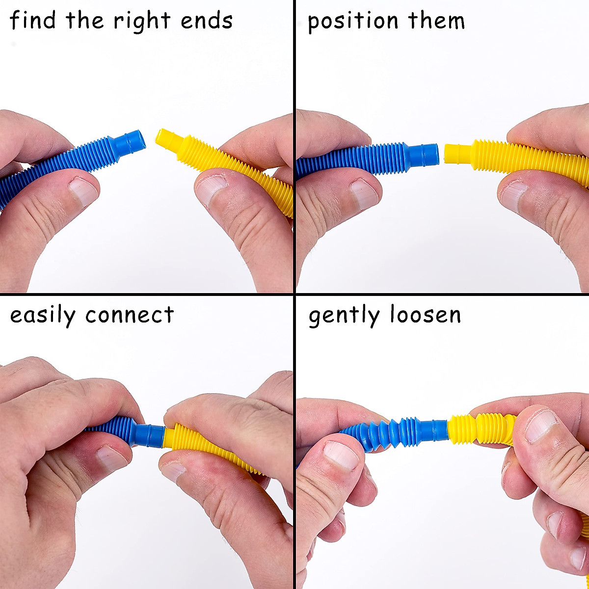 nutty toys 10pk Pop Tubes Sensory Toys (Mini) Fine Motor Skills Learning Toddler Toy for Kids Top ADHD Autism Fidget 2024 Best Preschool Boy Girl Gift Idea Unique Christmas Toddler Stocking Stuffers