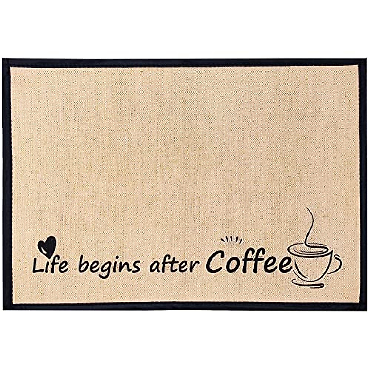Silanto Coffee Bar Mat, Coffee Station Decor Fabric Coffee Mat for Coffee Bar Home Decor Daily Use 20x14inch… (Life begins after coffee)