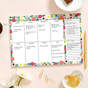 Sweetzer & Orange Floral Weekly Planner Notepad with Daily Planner Agenda Squares. 7x10" Day Planner 2024 - Student Planner, Work Planner and Checklist Pad