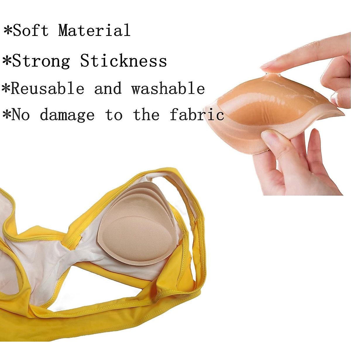 RMYLOVE Women’s Adhesive Bra Insert Pads Breast Enhancer Removable Breathable Sticky Push Up Inserts Bra