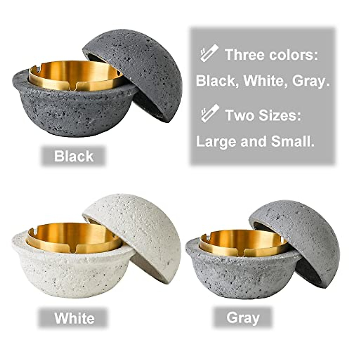 AETVRNI Creative UFO Mini Trash Can with Lid Wastebasket,Material: Concrete + Stainless Steel.for Indoor and Outdoor Home Office Desktop Decoration,White