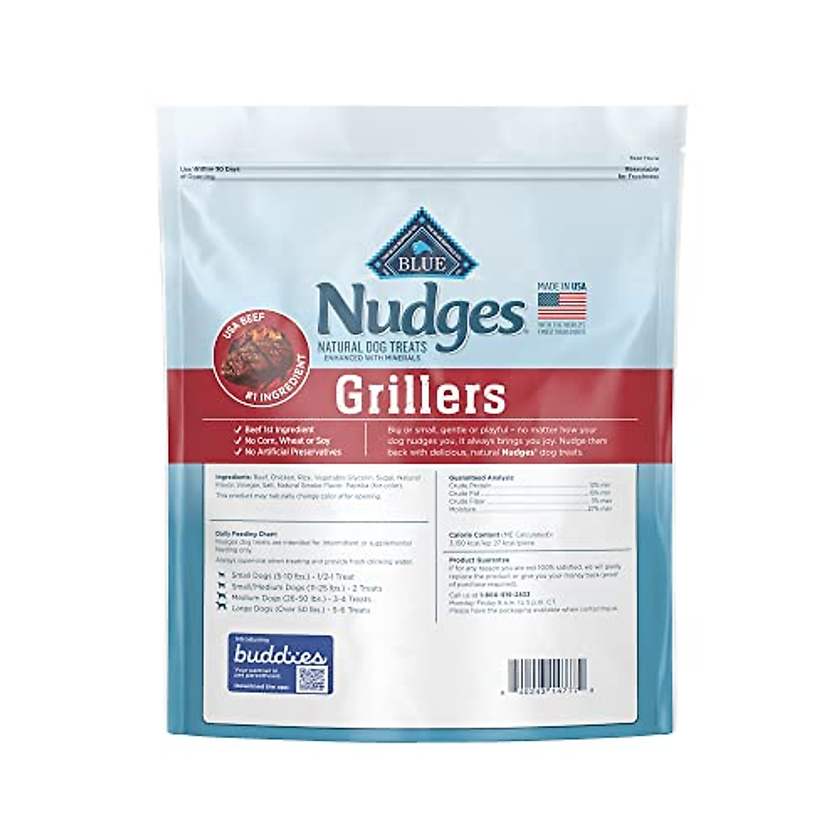 Blue Buffalo Nudges Grillers Natural Dog Treats, Steak, 36oz Bag