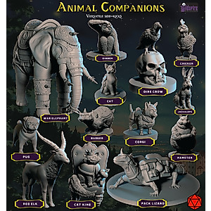 Wildspire Heroes, NPC Animal Companions & Troll King for DND Miniatures Bulk 28mm-32mm DND Minis Dungeons and Dragons Miniatures D&D Miniatures Fantasy Figures Unpainted Pathfinder Miniatures