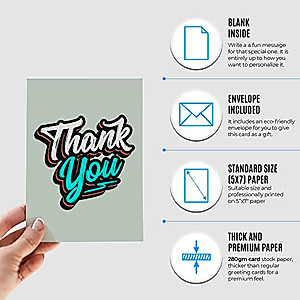 Individual Thank You card with envelope for any occasion | Awesome present idea to show gratitude for her or him | Perfect card to say thank you to a family member, a member of your staff or a friend