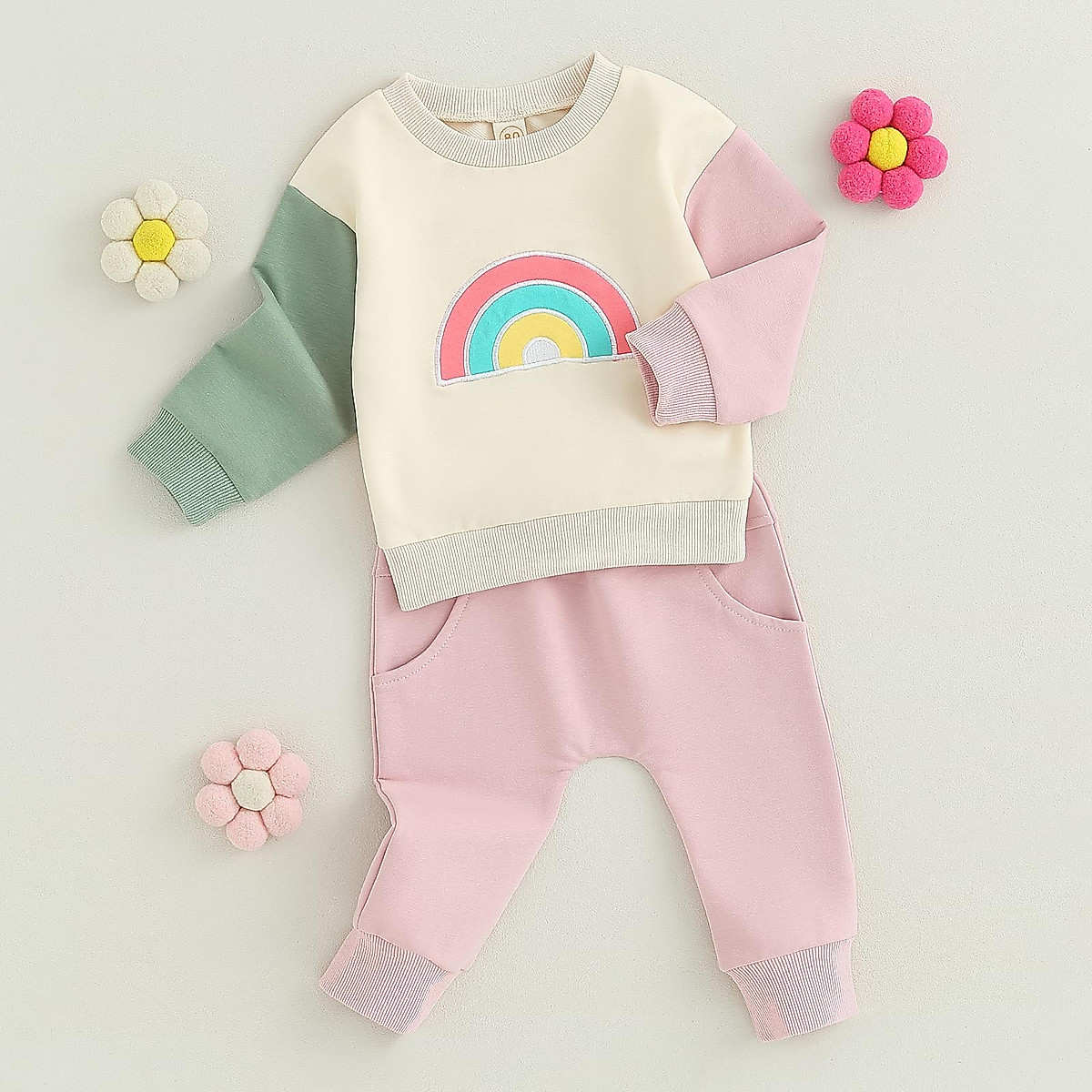 Thorn Tree Newborn Baby Girls Clothes Cotton Suit Cute Baby Kid Infant Toddler Play Wear Rainbow Outfits