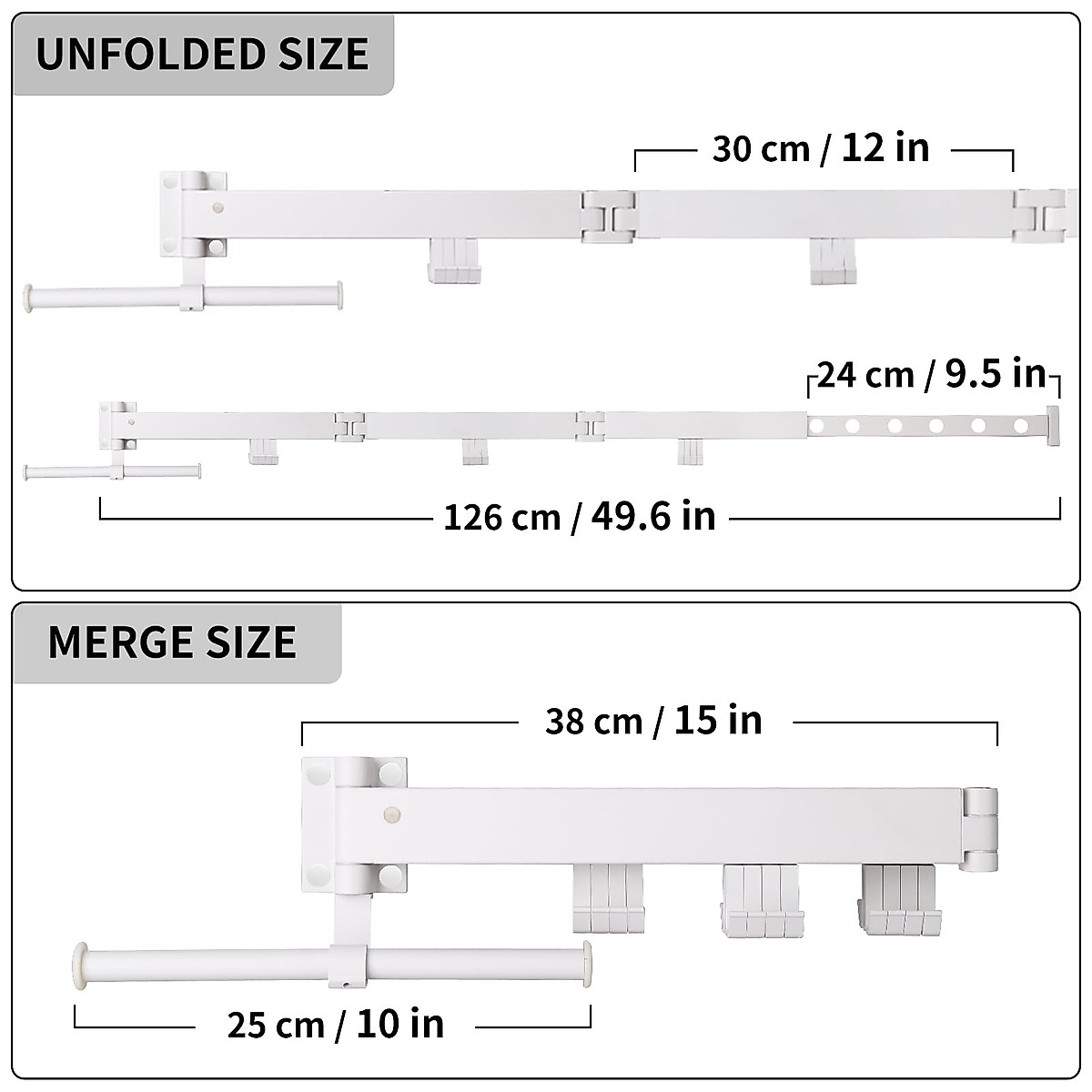RFOUO Wall Mounted Clothes Drying Rack,Drying Rack Clothing Wall Mounted with foldable features(Tri-Fold),Space Saver,Wall Mounted Drying Rack for Laundry Balcony Bathroom (White)