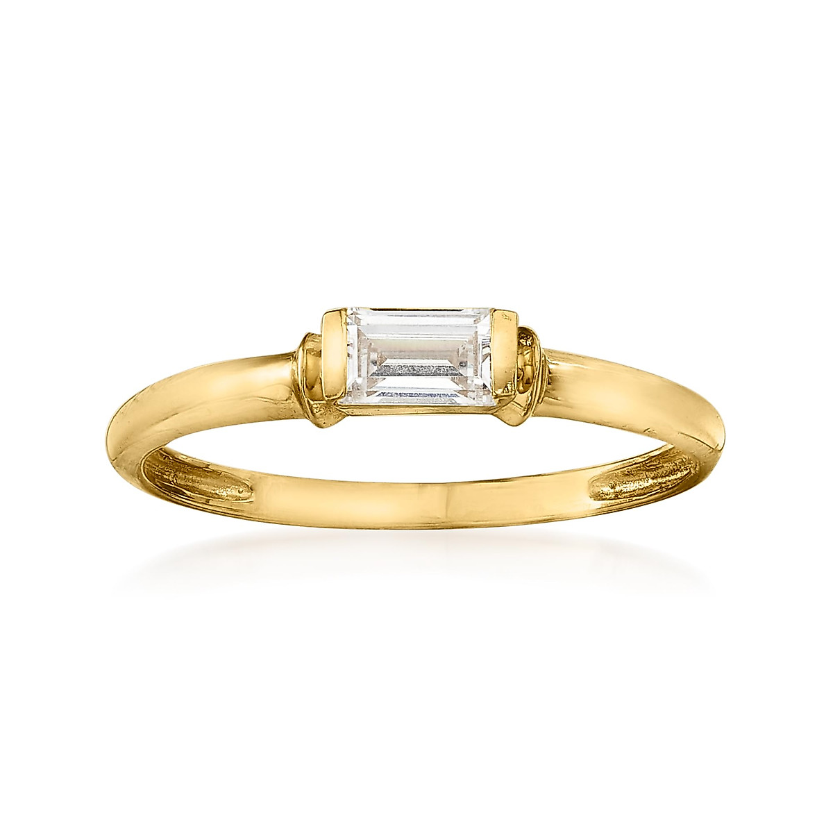 Ross-Simons 0.30 Carat Baguette CZ Solitaire Ring in 14kt Yellow Gold. Size 6