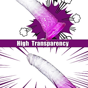 Realistic Clear Silicone Purple Dildo - Bed Secret G Spot Adult Sex Toy for Women Pleasure, 7.9 Inch Soft Small Jelly Dildo with Suction for Beginners & Men Anal Plug Sensory Toys