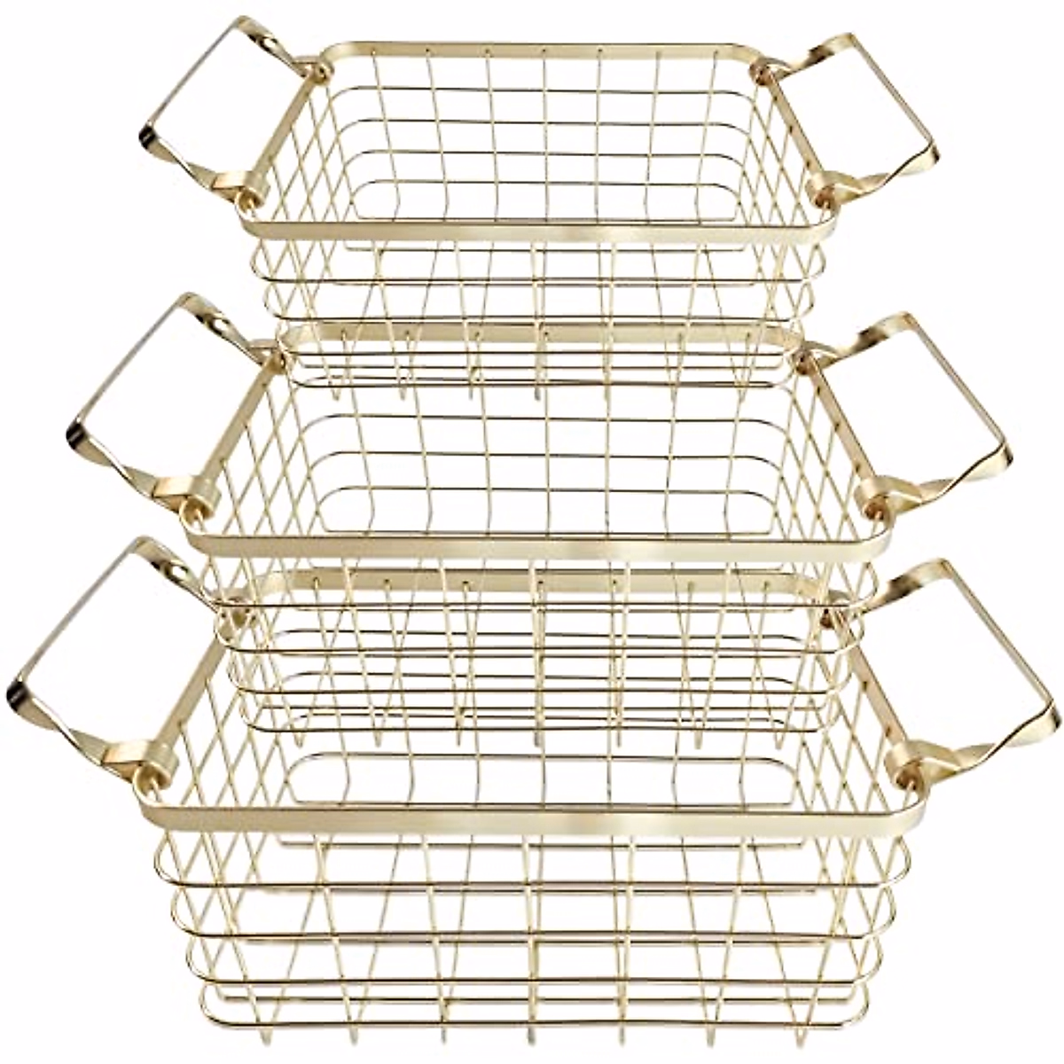 Majika 3 Gold Wire Basket Set | Storage | Decor | Crafts | Kitchen Organizing | Great for Closets | Cabinets | Pantries | Tables | Counter Tops | Office Storage | Nesting Baskets