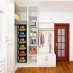 TreeHouse London Cowboy Hat Rack Storage with Dust Cover - XL 6 Shelf Hanging Hat Organizer for Men and Womens Closets - Wardrobe Hanging Cowboy Cap Hat Holder for Wide Brimmed Hats