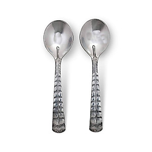 Arthur Court Salad Servers Feathers Metal Pair Thanksgiving Table 2 pieces Cast Aluminum 11 inch Long