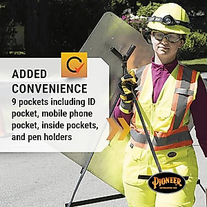 Pioneer Safety Vest for Women with Pockets - Hi-Vis Reflective Tape - for Construction - Yellow/Green