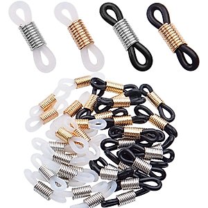 Aylifu Eyeglasses Chain Connector, 40 Pieces Adjustable Eyeglasses Chain Ends Rubber Strap Holder Chain Loops for Eyeglass Sunglasses Chain, 4 Colors