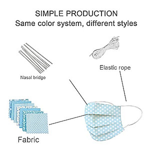 Cotton Craft Fabric Bundle Patchwork Squares Quilting Sewing Patchwork Different Pattern Cloths DIY Scrapbooking Artcraft,7 Pieces/Pack w/10 x Face Cover Metal Wire (Brown)