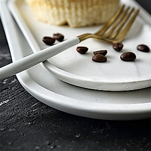 SUSOSU Breakfast Tray White Marble Ceramic Jewelry Storage Tray Oval Ellipse Fruit Tray Decorative Plate Food Dessert Dish Tableware (Size : Large)