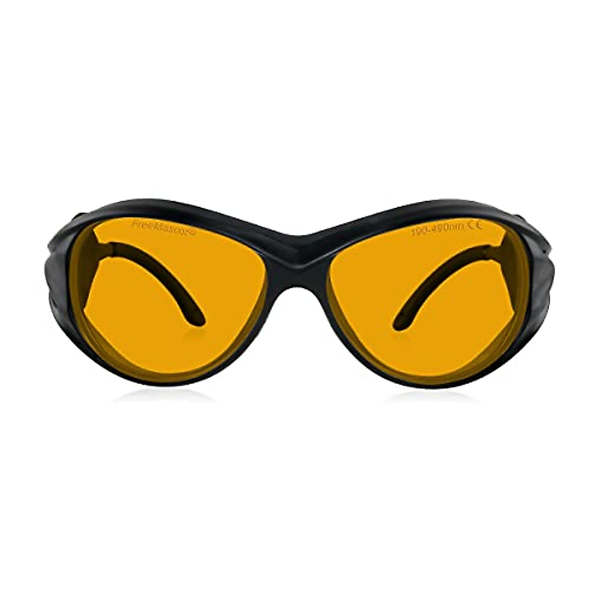 FreeMascot New Professional OD 6+ 190nm-490nm Wavelength UV light/Violet & Blue Laser Safety Glasses for 405nm, 445nm, 450nm,473nm Laser (Black)