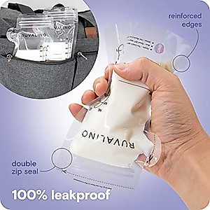 Breastmilk Storage Bag, RUVALINO Breastfeeding Essentials Breast Milk Storage Bags for Freezer, 150 Count, Temp-Sense Spot, Easy Pour Spout, Hygienically Double-Sealed, Self Standing&Lay Flat, 6 Oz