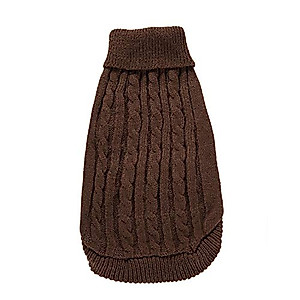 Bumjazz Knitted Dog Sweater Coat Cozy Cold Weather Dog Coat Dog Clothes Apparel Dog Jacket Dog Vest for Small Medium and Large Dogs GMY02(Brown,XXL)