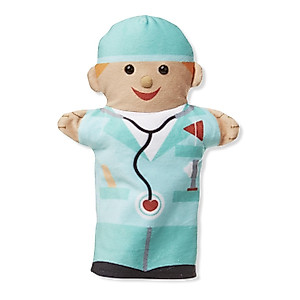Melissa & Doug Jolly Helpers Hand Puppets (Set of 4) - Construction Worker, Doctor, Police Officer, and Firefighter - Role Play Hand Puppets, Soft Hand Puppets For Toddlers Ages 2+