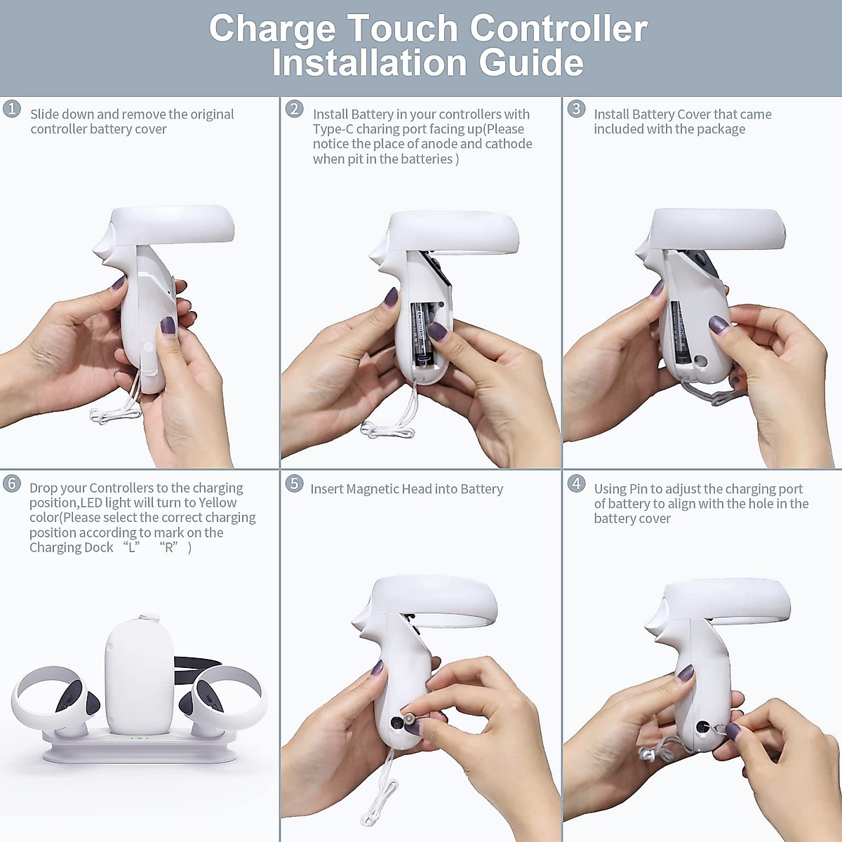 JOYTORN Charging Dock Accessories Compatible with Meta 2,[Support Elite Strap],Charge Controllers and Headset Simultaneously,2 Rechargeable Batteries,2 Battery Covers,USB-C Link Cable
