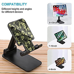 Green Camo Skull Cell Phone Stand Foldable Tablet Holder Adjustable Cradle Desktop Accessories for Desk
