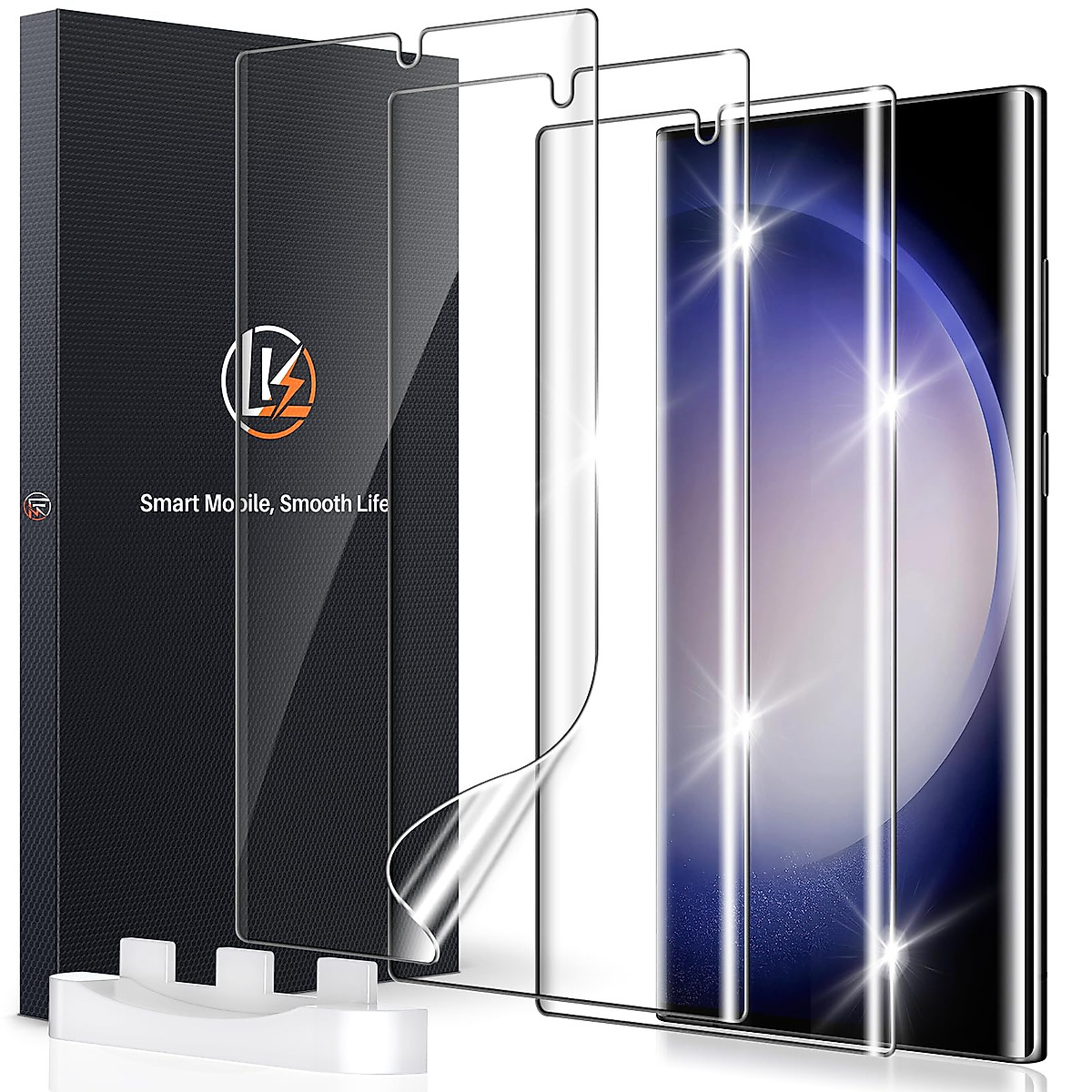 LK 3 Pack for Samsung Galaxy S23 ultra Screen Protector [Not Glass] [Support Fingerprint Unlock] Bubble Free, Touch Sensitive, 3D Curved Max Coverage Screen Protector for Samsung Galaxy S23 Ultra