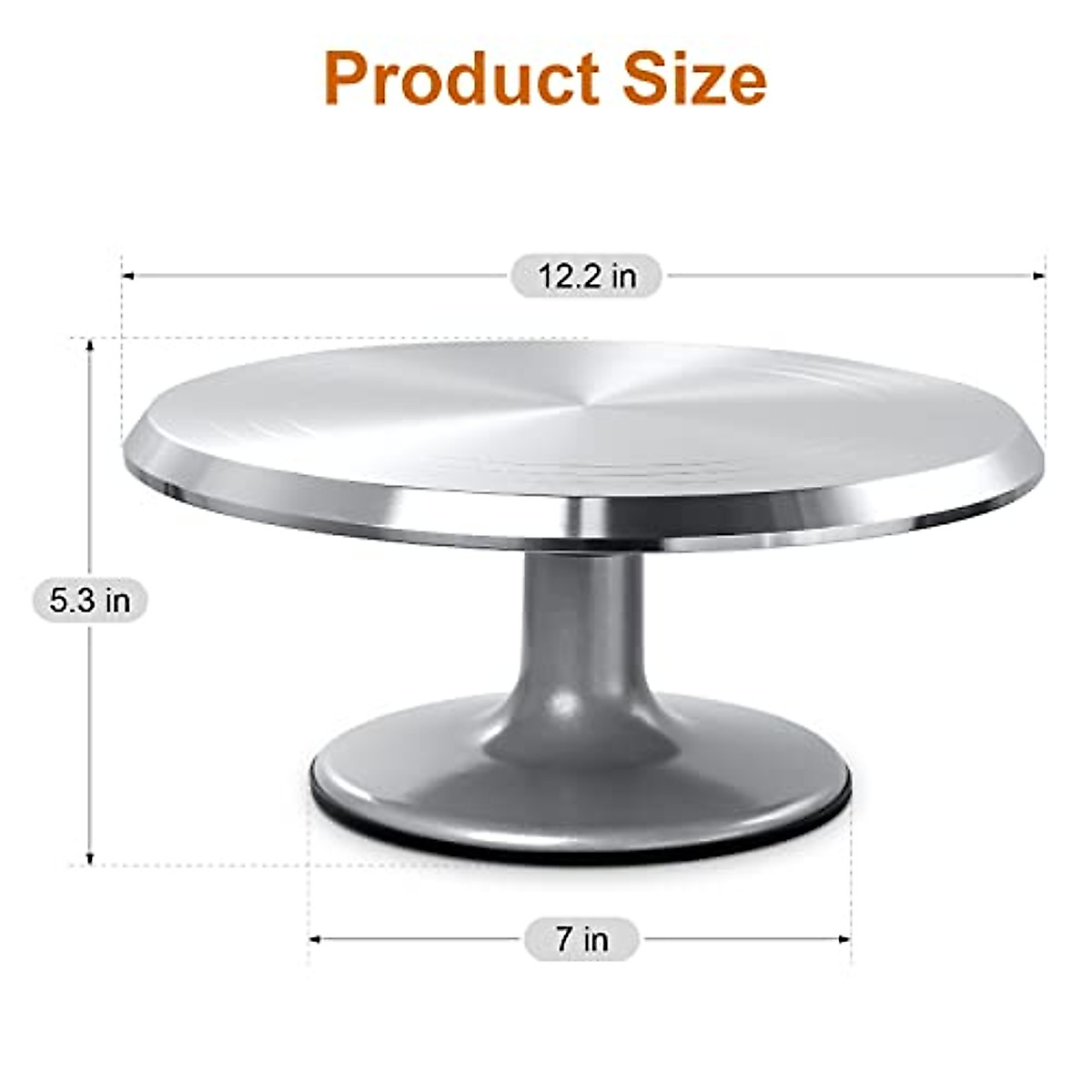12'' Cake Stand, Cake Spinner Cake Decorating Supplies, Round Decorating Turntable Revolving Aluminum Table Holder Baking Display Tray Plate Tools Accessories for Birthday Wedding Party