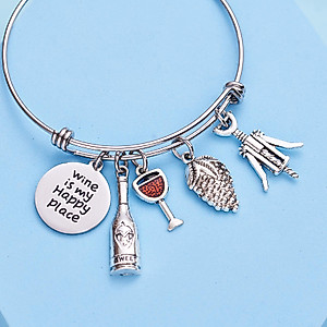 Wine Lovers Wine Themed Gifts Bracelets For Women Flask Bangle Bracelet Wine Is My Happy Place Funny Gift Hostess Jewelry