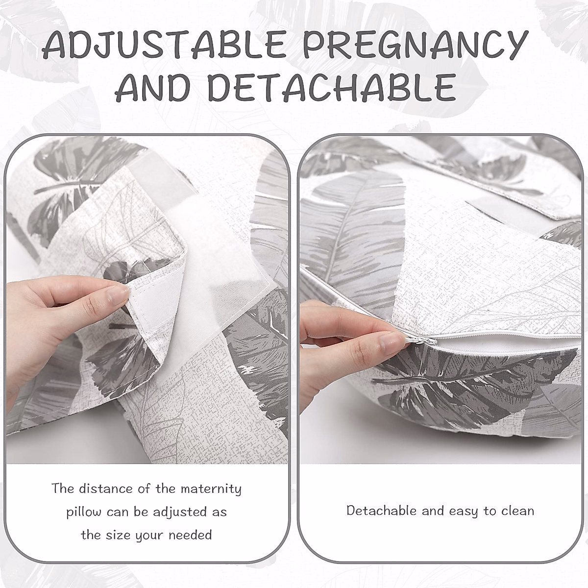 Childlike Pregnancy Pillows,Maternity Pillow for Pregnant Women with Detachable Cotton Pillow Cover,Soft Adjustable Side Sleeper Pregnancy Pillow,Support for Waist,Abdomen,Back,HIPS,Legs(Leaves)