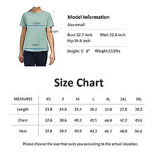 THE GYM PEOPLE Women's Short Sleeve Workout Shirts Breathable Yoga T-Shirts with Side Slits Athletic Tee Tops Light Green