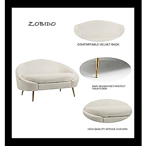 ZOBIDO Velvet Couch Modern Loveseat Sofa Twin Size Contemporary Sofas Upholstered Couch with Contemporary Velvet Upholstered Sofa Couch for Living Room and Bedroom(White)