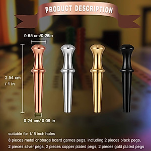 Mudder 8 Pieces Metal Cribbage Pegs Cribbage Board Pegs Fit 1/8 Holes Cribbage Pegs with a Tapered Design for Cribbage with 4 Colors