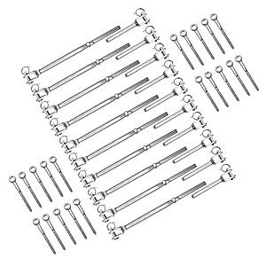 (10 Pack) Adjustable T316 Stainless Steel Deck Cable Railing Kit for Wood Posts, Swage Turnbuckle 10-Pcs, Eye Terminal Wood Screw Stair Railing Marine Grade