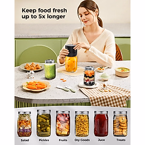 Fodmor Mason Jar Vacuum Sealer,Electric Mason Jar Sealer Vacuum Sealing Kit for Canning,Vacuum Sealer for Mason Canning Jars with Can Opener,Regular and Wide Mouth Mason Jar Lids