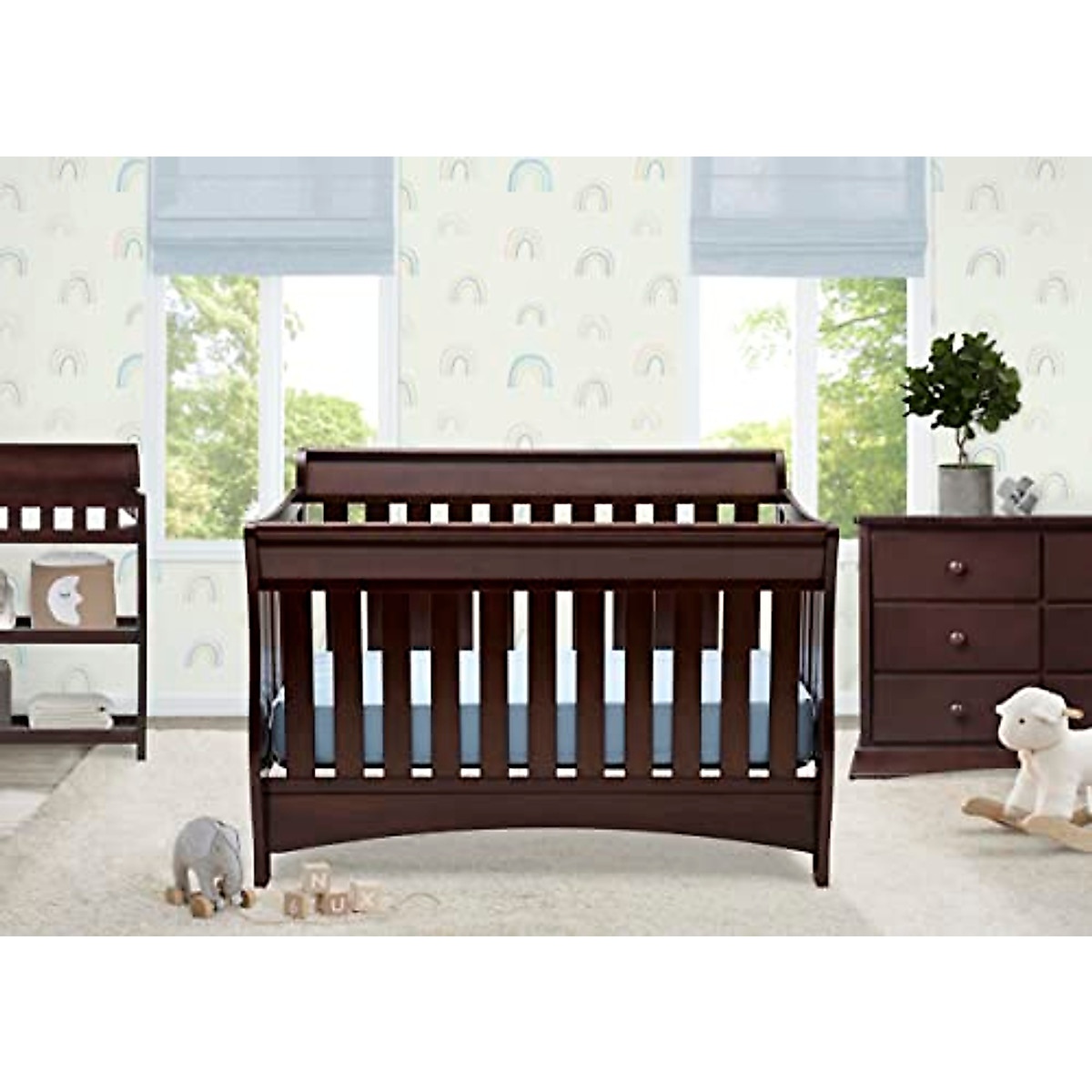 Delta Children Bentley S Series 4-in-1 Convertible Baby Crib, Chocolate