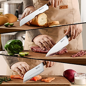 Knife Set,15-Piece Kitchen Knife Set with Block Wooden - High Carbon Stainless Steel Slege Knives Set,Ultra Sharp Full Tang Forged