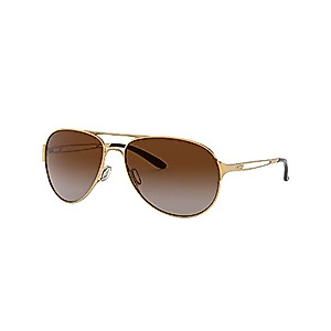 Oakley Women's OO4054 Caveat Aviator Sunglasses, Polished Gold/Dark Brown Gradient, 60 mm