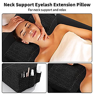 HOMBYS 4 Piece Set Lash Bed Linen for Massage Table, Memory Foam Lash Bed Topper and Neck Pillow and Leg Pillow and Table Cover for Lash Bed, 4 Lash Extension Set All in A Bag